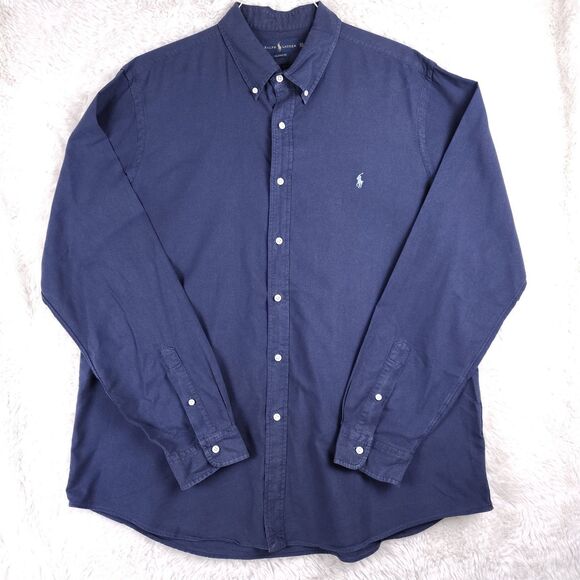 Polo Ralph Lauren | Shirts | Vintage 9s Polo Ralph Lauren Dark Blue Classic Fit Long Sleeve Blue ...